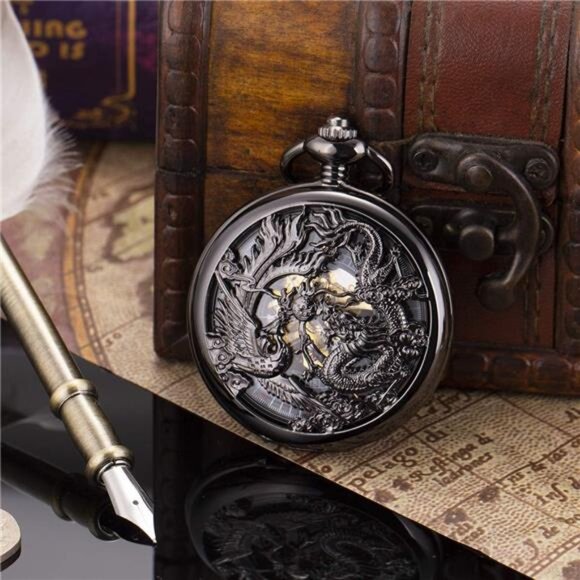Accessories | Mechanical Pocket Watch For Men Women Dragon And Phoenix ...